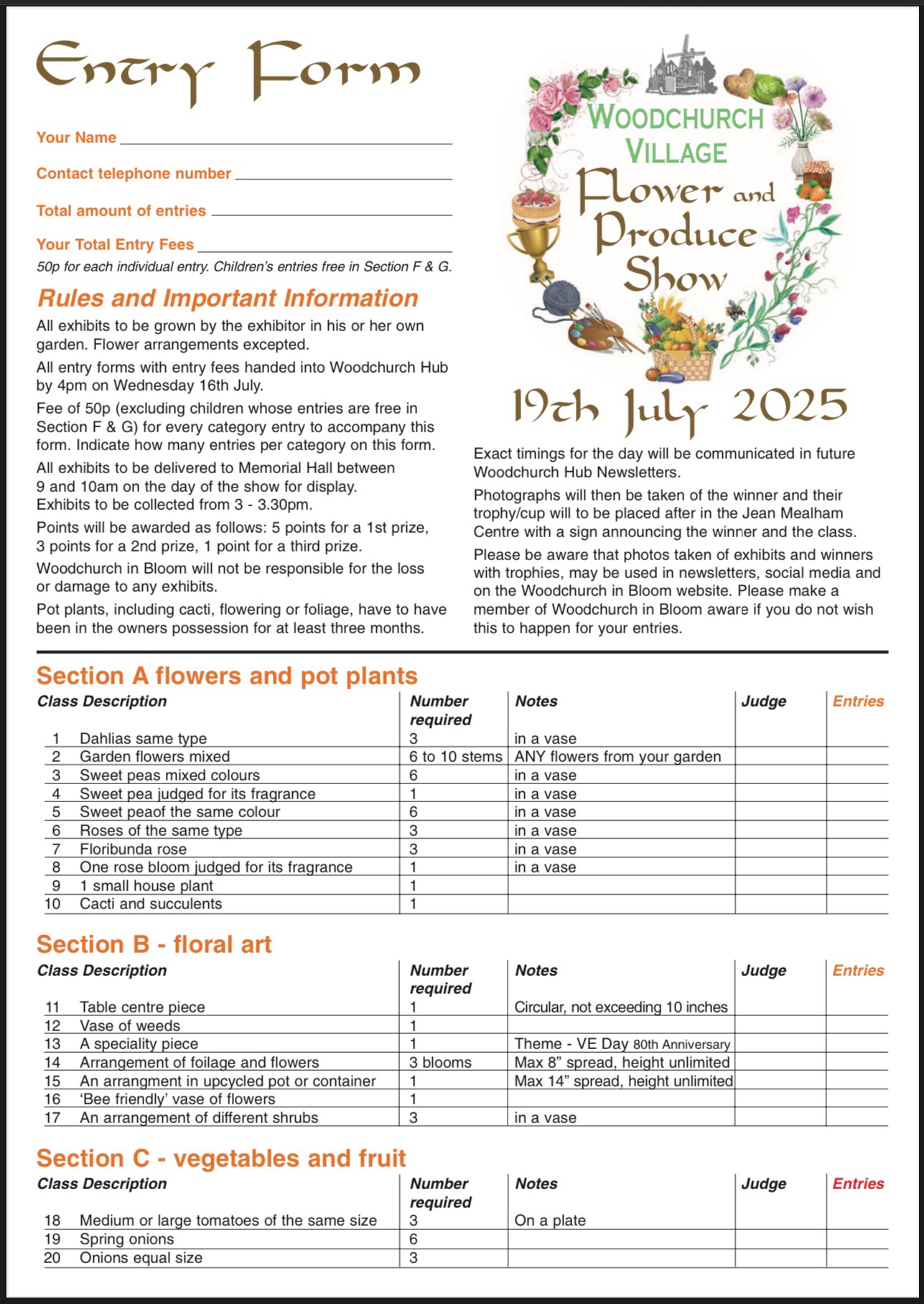 Flower & Produce Show 2025 – entry forms available here: – Woodchurch ...